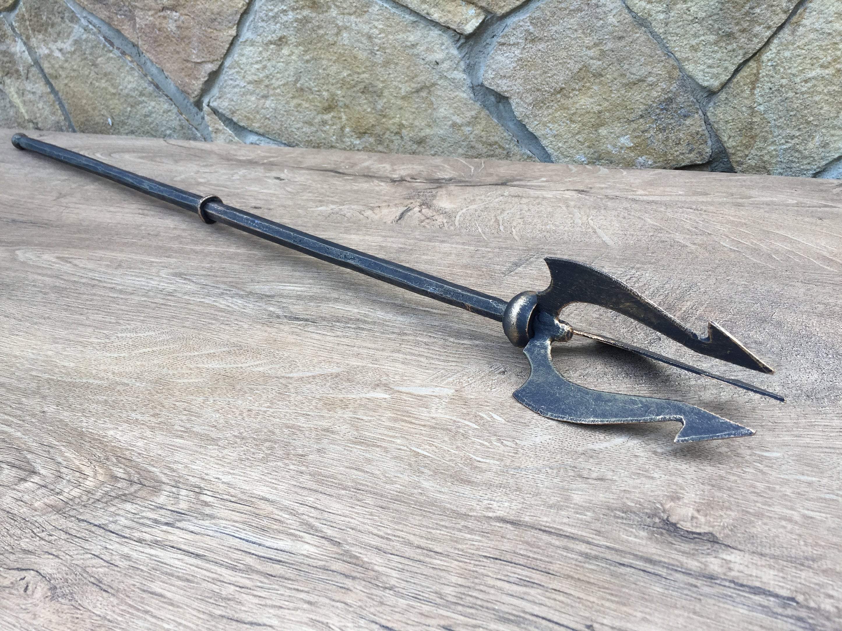 Hand forged trident 60 cm – ForgedCommodities